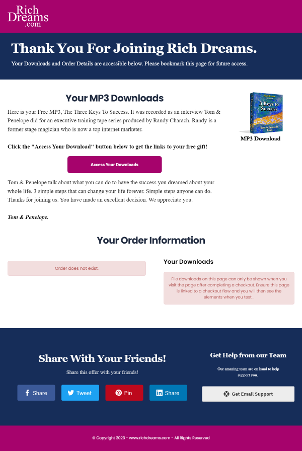 Download & Order Summary | Rich Dreams